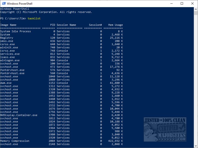 How to Save a Text File of All Running Processes With TaskList - MajorGeeks