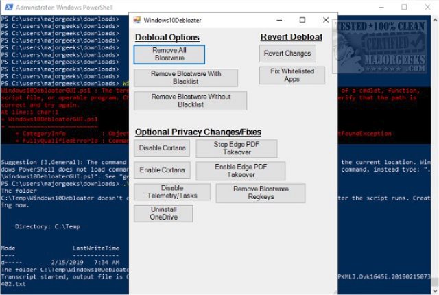 Windows10Debloater Assists with Windows 10 Bloat Removal - MajorGeeks