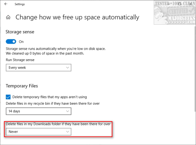 How to Prevent Storage Sense from Deleting Downloaded Files - MajorGeeks