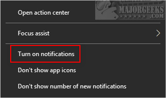 Notifications Missing From Action Center - MajorGeeks