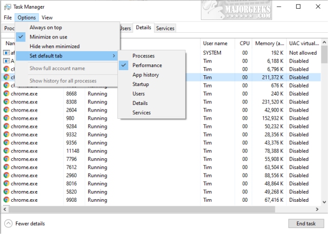How to Set the Default Tab in Task Manager on Windows 10 - MajorGeeks