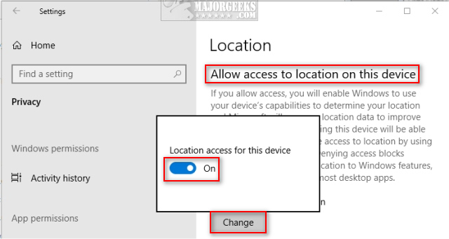 Your Location Is Currently in Use in Windows 10 - MajorGeeks