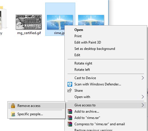 Remove the "Give Access to" Context Menu in Windows 10 - MajorGeeks