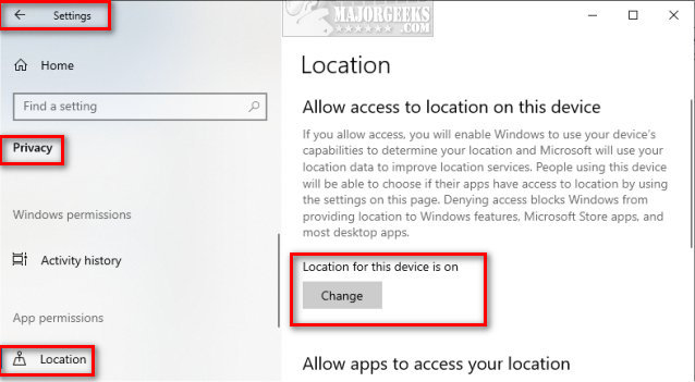 How to Customize Windows 10 Location Services - MajorGeeks