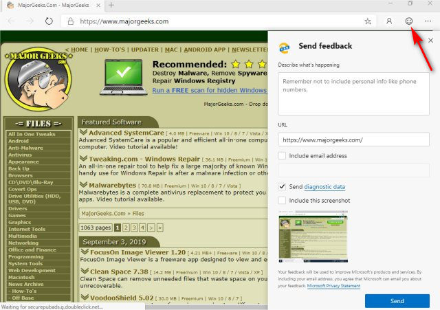 How to Remove the Feedback Smiley Button in Microsoft Edge - MajorGeeks