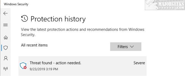 How to Manage Windows Defender Antivirus Found Threats - MajorGeeks