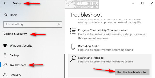 How to Delete and Rebuild the Windows 10 & 11 Search Index - MajorGeeks