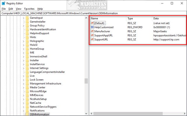 How to Add, Edit or Change OEM Information in Windows 10 - MajorGeeks