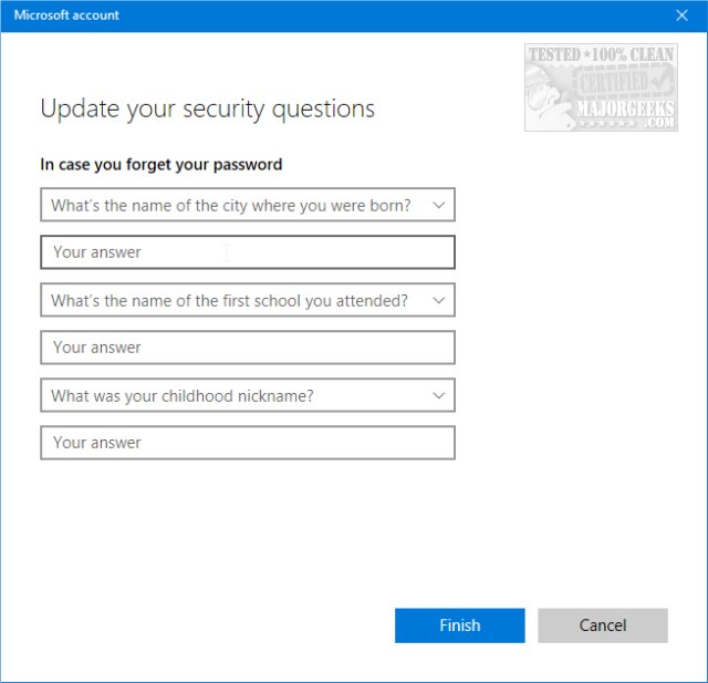 Reset Your Local Account Password In Windows 10 - MajorGeeks