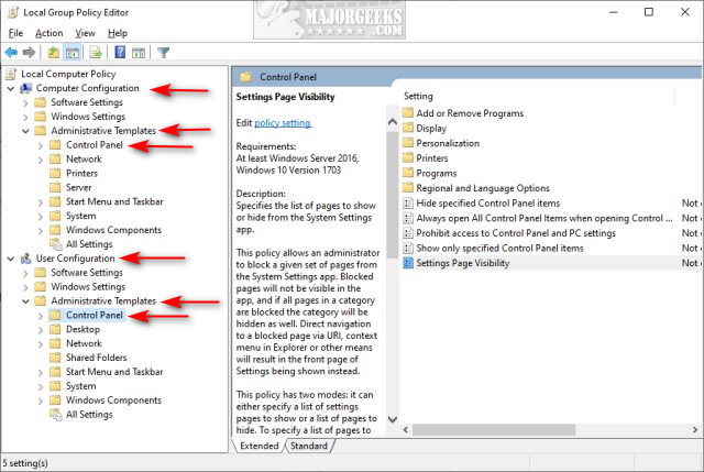 Windows Update Is Missing in Windows 10 Settings - MajorGeeks