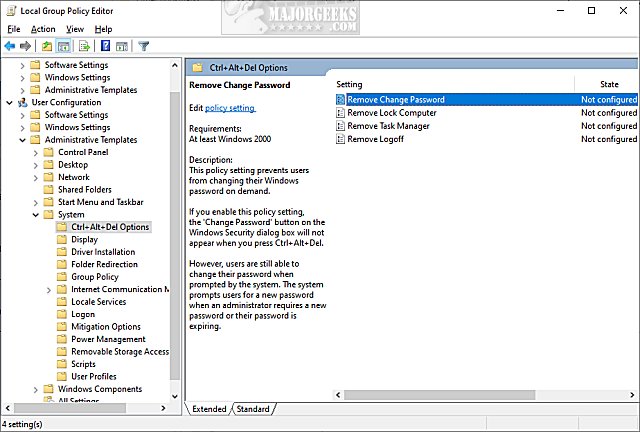 How to Remove Options From the CTRL+ALT+DEL Screen - MajorGeeks