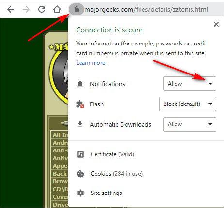 Allow or Deny Website Notifications in Google Chrome - MajorGeeks