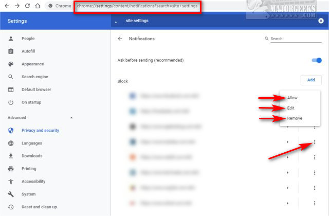 Allow or Deny Website Notifications in Google Chrome - MajorGeeks