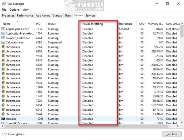 How to See if Power Throttling is Enabled in Windows 10 - MajorGeeks