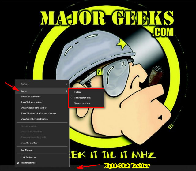 How to Show or Hide the Search Box or Search Icon in Windows 10 ...