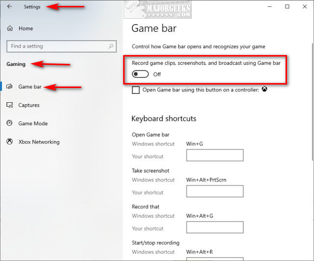 How to Turn the Game Bar on or off in Windows 10 - MajorGeeks
