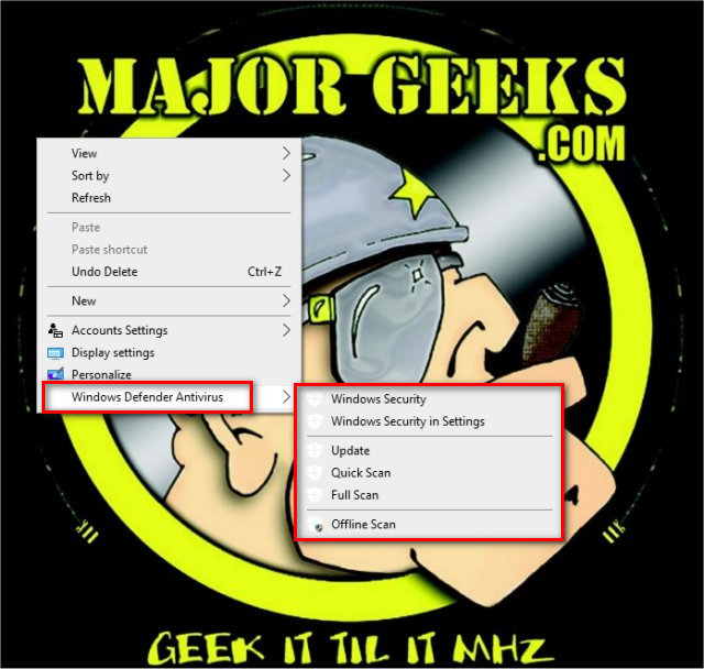 How to Add Windows Defender to the Context Menu in Windows 10 - MajorGeeks