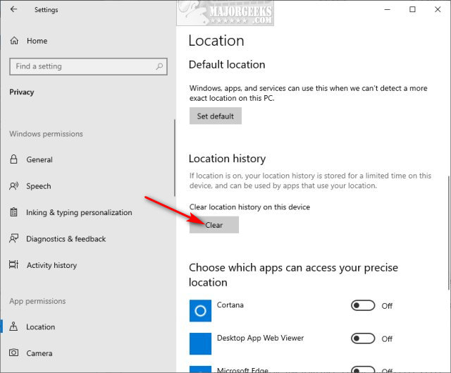 How to Clear Your Location History in Windows 10 & 11 - MajorGeeks