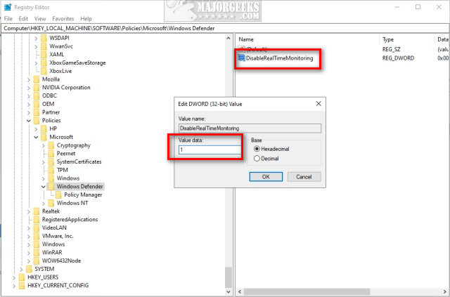 4 Ways to Turn On or Off Windows Defender Real-time Protection - MajorGeeks