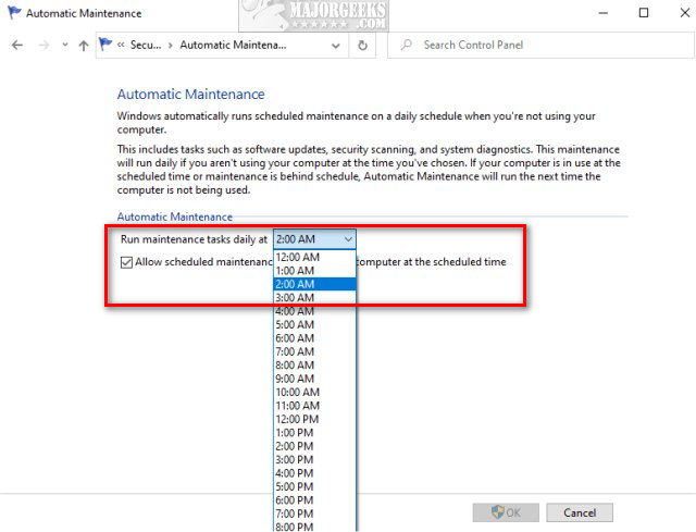 How to Change Automatic Maintenance Settings in Windows 10 - MajorGeeks