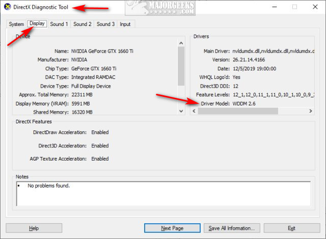 How to Check Driver Model WDDM Version in Windows - MajorGeeks