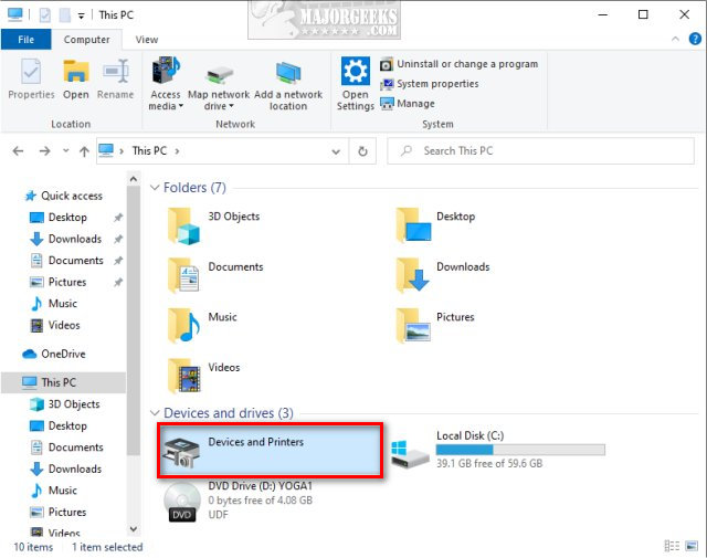 How to Add or Remove 'Devices and Printers' to This PC in Windows 10 ...