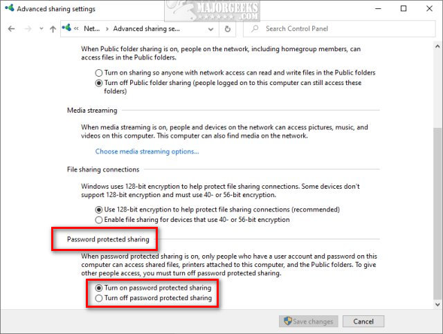 How to Turn On or Off Password Protected Sharing - MajorGeeks