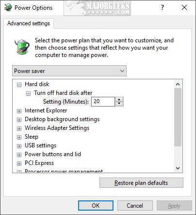 How to Change Power Plan Settings in Windows 10 - MajorGeeks