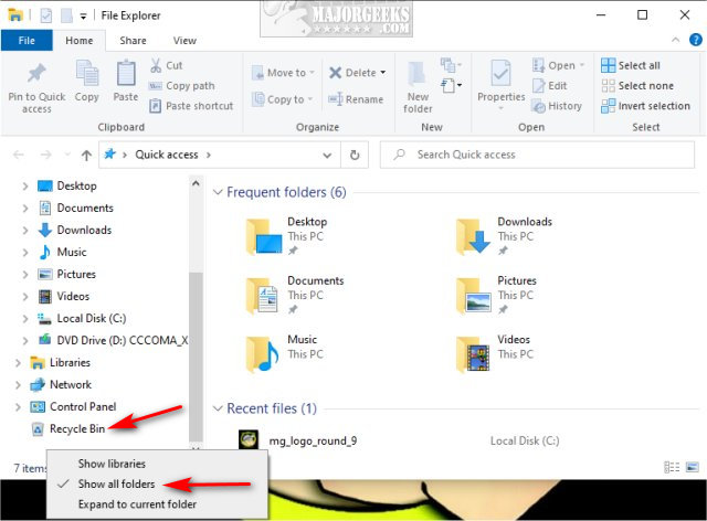 How to Add or Remove the Recycle Bin to File Explorer Navigation in ...