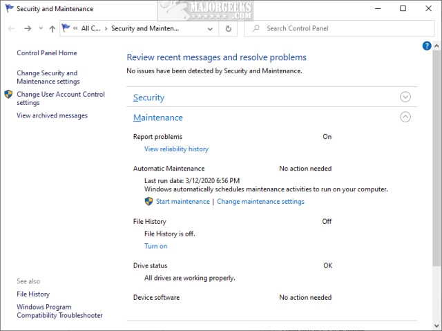 How to Disable Automatic Maintenance in Windows 10 - MajorGeeks