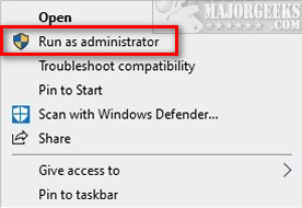 How to Add or Remove Run as administrator Context Menu - MajorGeeks