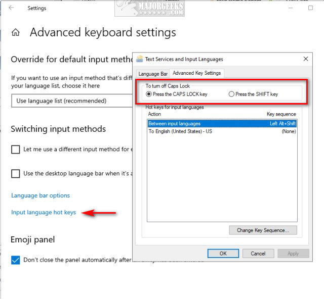 Shift Key Enables or Disables Caps Lock - MajorGeeks