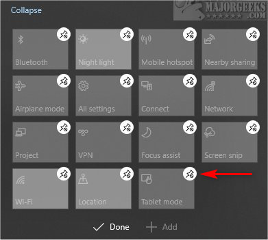 How to Add, Remove, or Rearrange Quick Actions in Windows 10 - MajorGeeks