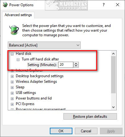 How to Add or Remove 'Turn off hard disk after' from Power Options ...