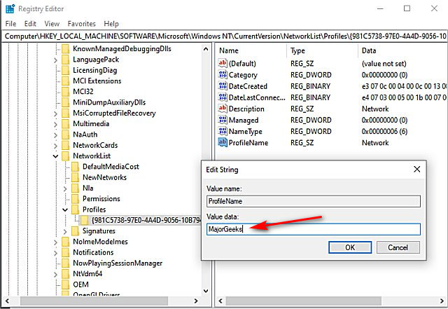 How to Rename a Network Profile Name in Windows 10 - MajorGeeks