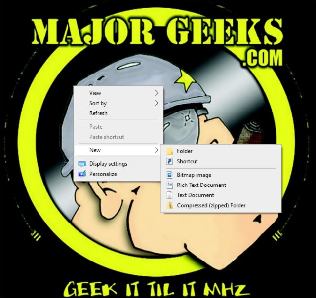How to Add or Remove 'New' Context Menu in Windows 10 - MajorGeeks