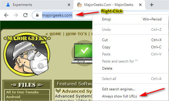 How to Always Show Full Address or URL in Google Chrome - MajorGeeks
