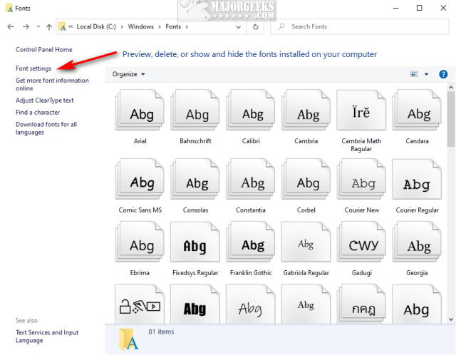 How to Restore Default Font Settings in Windows - MajorGeeks