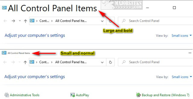 How to Change Text Size for Title Bars in Windows 10 - MajorGeeks