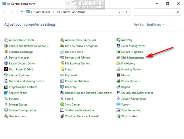 How to Add Disk Management to Control Panel in Windows - MajorGeeks