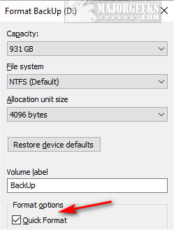 Quick Format and Full Format Explained - MajorGeeks