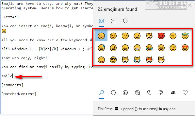 How to Use Emojis in Windows 10 - MajorGeeks