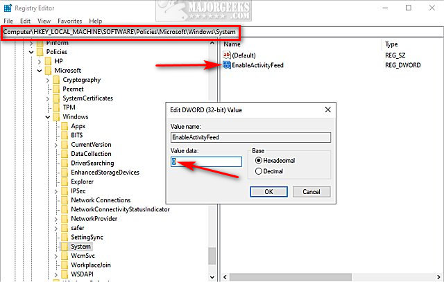How to Disable or Enable Timeline in Windows 10 - MajorGeeks