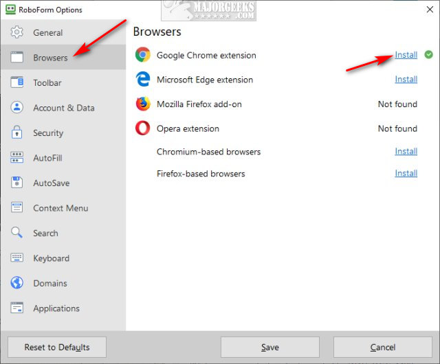 Roboform - Reload Page to Use This Extension - MajorGeeks