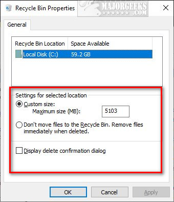 How to Remove Properties From the Recycle Bin Context Menu - MajorGeeks