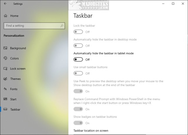 How to Disable Access to Taskbar Settings in Windows 10 - MajorGeeks