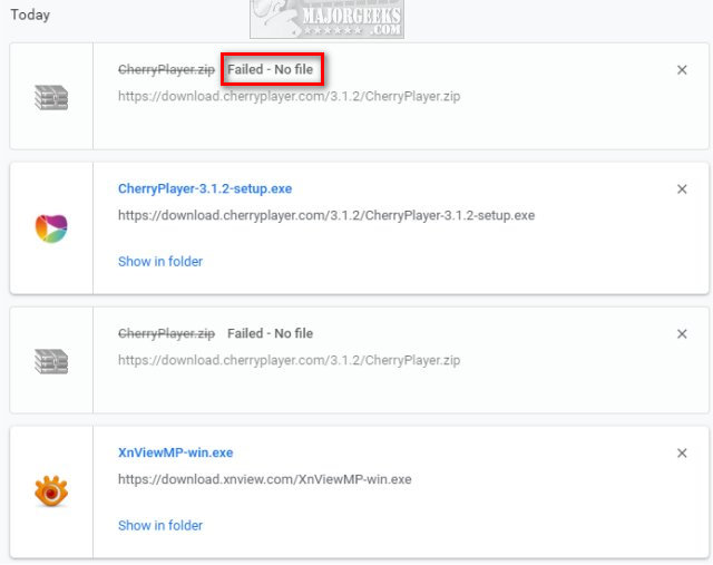 Google Chrome Failed - No File - MajorGeeks