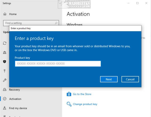 Change Product Key Link Not Available in Windows 10 & 11 - MajorGeeks