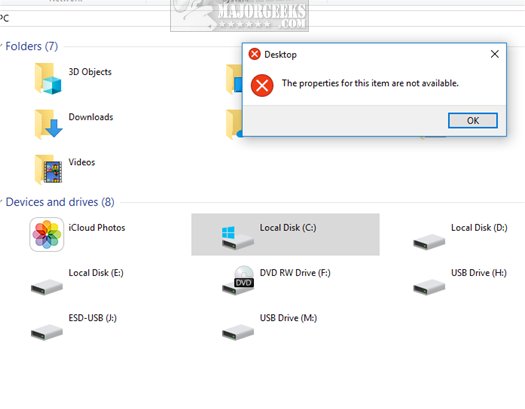 Fix - The Properties for This Item Are Not Available - MajorGeeks