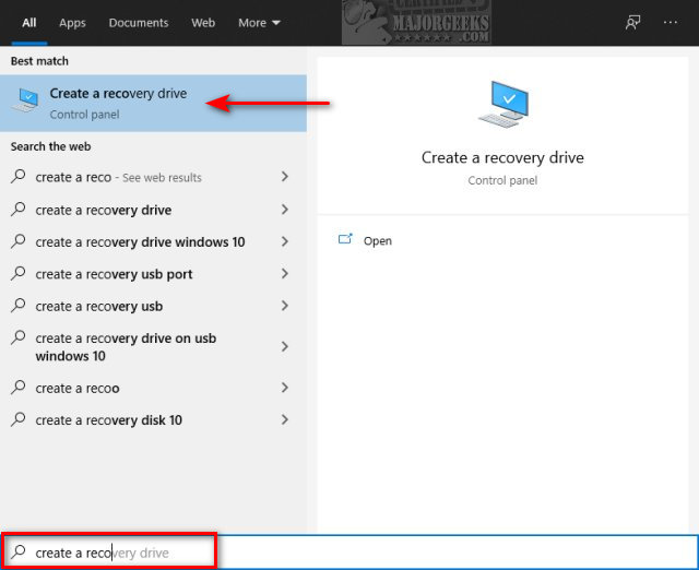 How to Create a Recovery Drive in Windows 11, 10, 8, and 7 - MajorGeeks